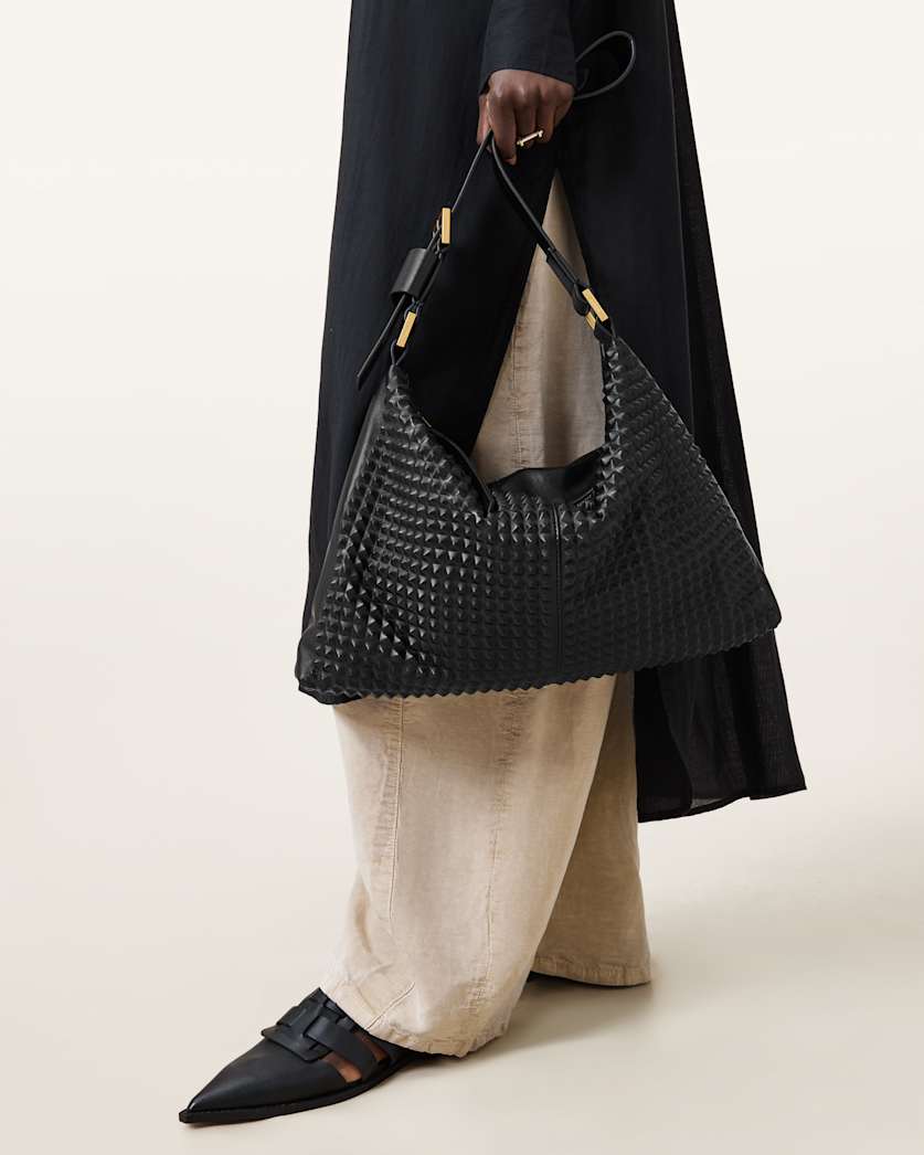 Edbury Studded Leather Shoulder Bag Black | ALLSAINTS DE